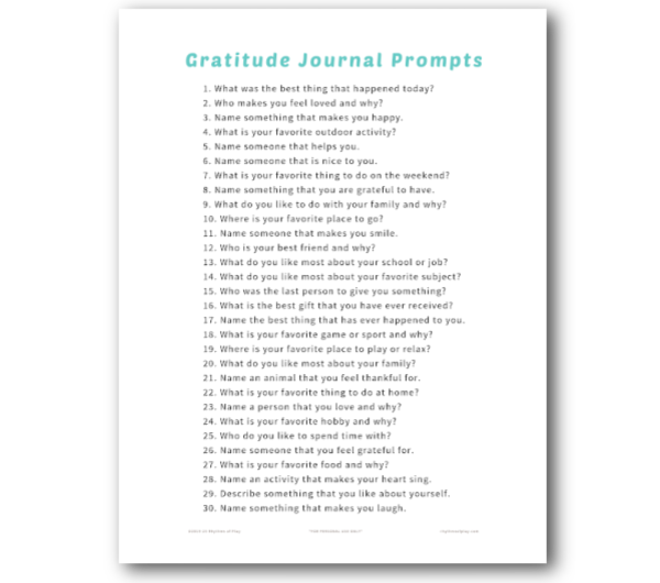Gratitude Journal Prompts Printable