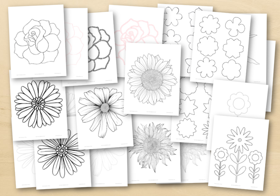 Printable Flower Coloring Pages and Art Templates